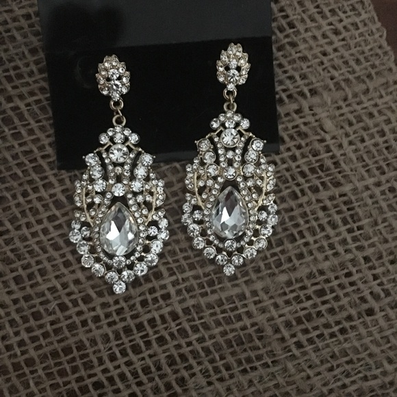 Jewelry | Gold Rhinestone Wedding Prom Earring Chandelier | Poshmark